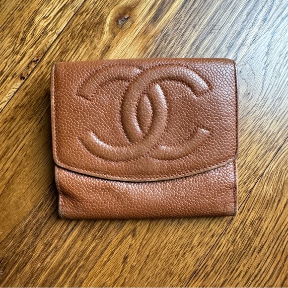 CHANEL | Bags | Chanel Interlocking Cc Cognac Compact Wallet | Poshmark